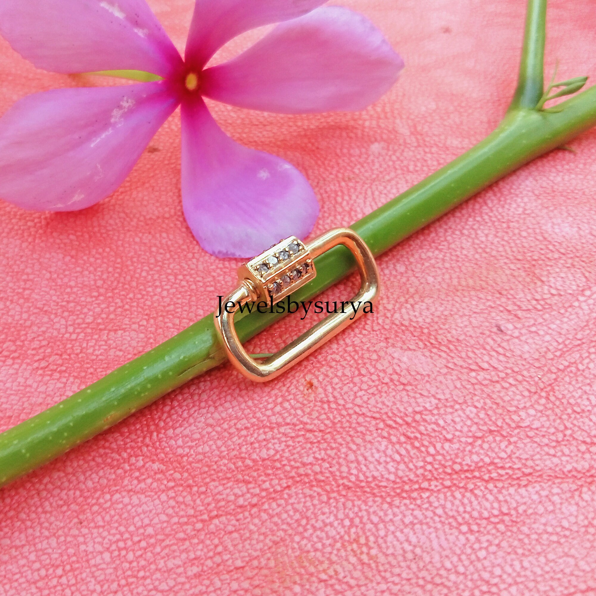 Pave Diamond Jewelry, 14k Yellow Gold Vermeil Finding Lock, Carabiner ...