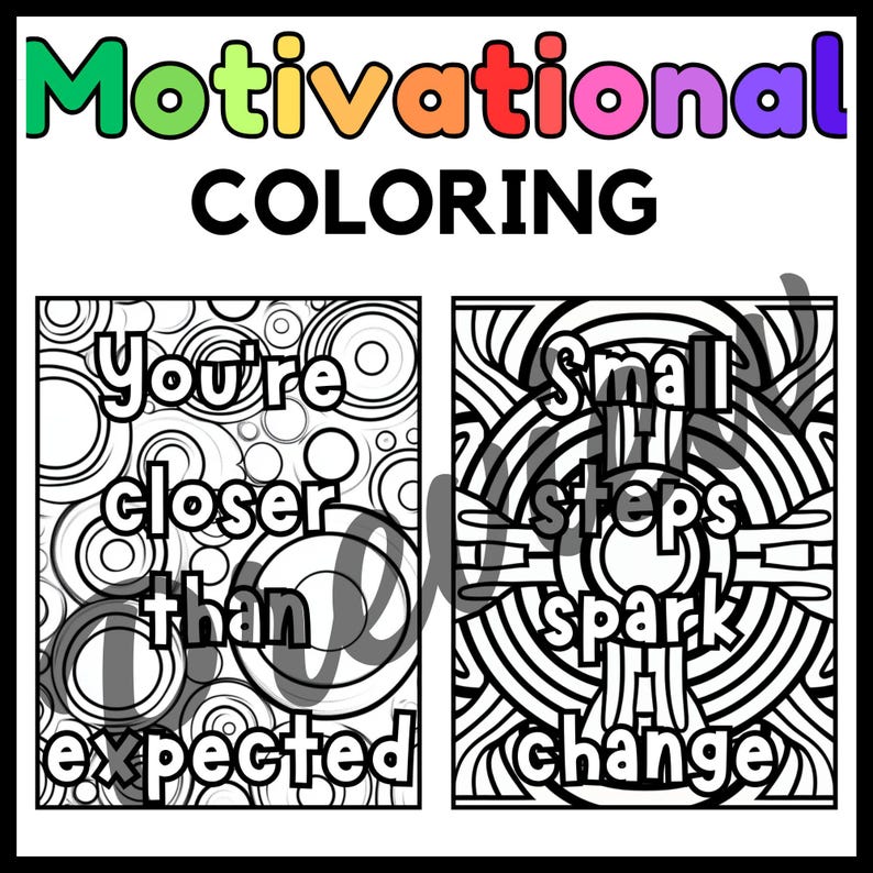 Motivational Coloring Sheets, Mental Health Coloring Page, Motivational ...