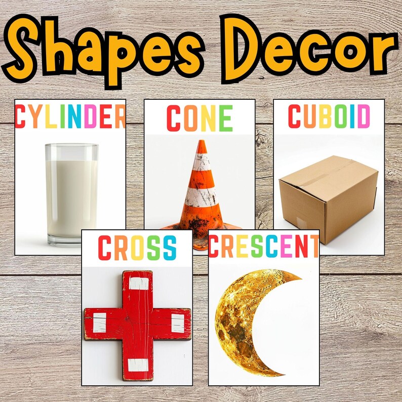 2D and 3D Shapes Poster, Shapes Display With Real Pictures, Classroom ...