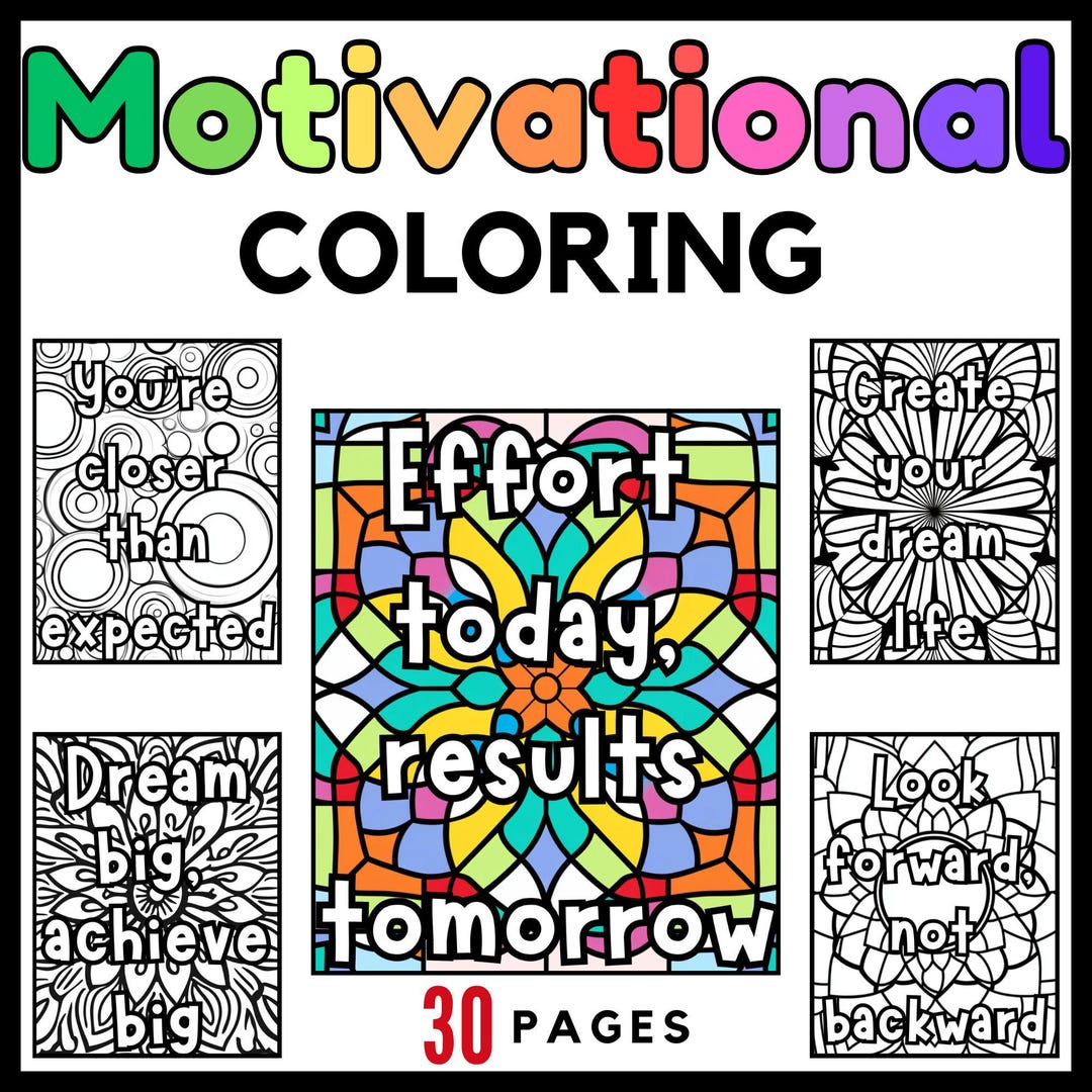 Motivational Coloring Sheets, Mental Health Coloring Page, Motivational ...