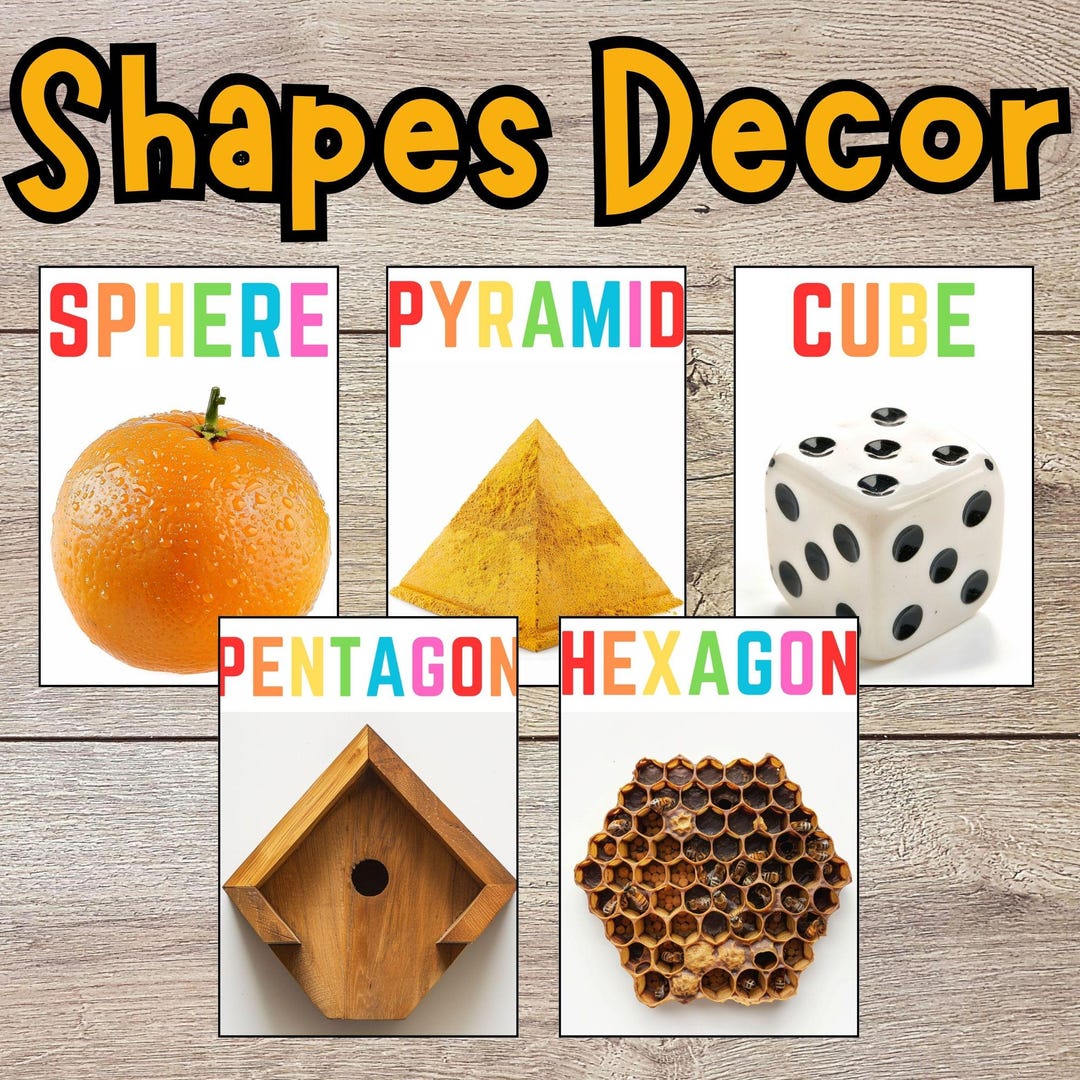 2D and 3D Shapes Poster, Shapes Display With Real Pictures, Classroom ...
