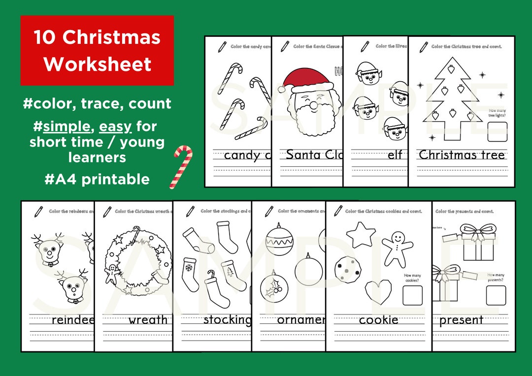 10 Christmas Worksheets / Coloring Pages / Christmas Printable ...