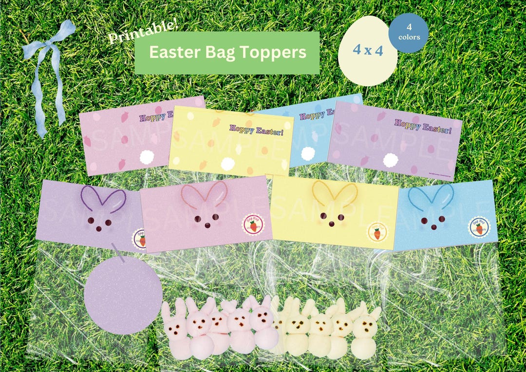 Printable Easter Bag Toppers – Peep Bunny Treat Tags - Easter Party ...