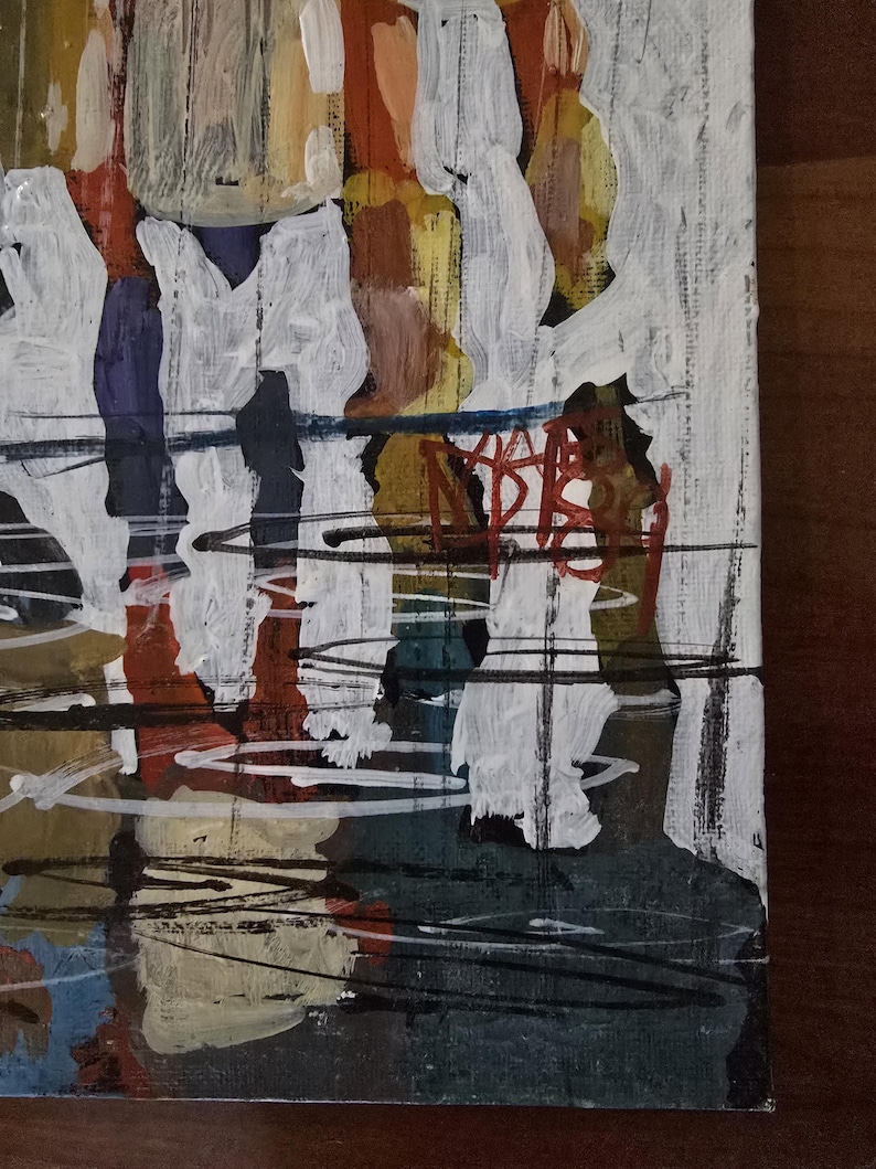Danny Mayes ORIGINAL ARTWORK People With Umbrellas Painting, Circa 1989 ...
