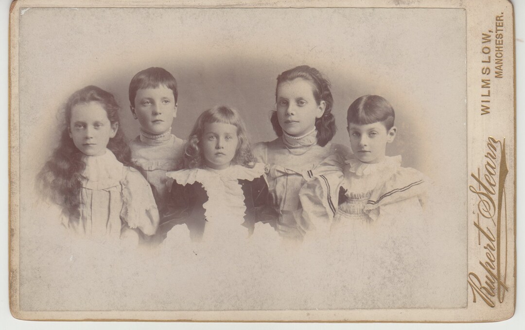 Antique Cabinet Card Photograph of a Group of Children, Beautiful ...