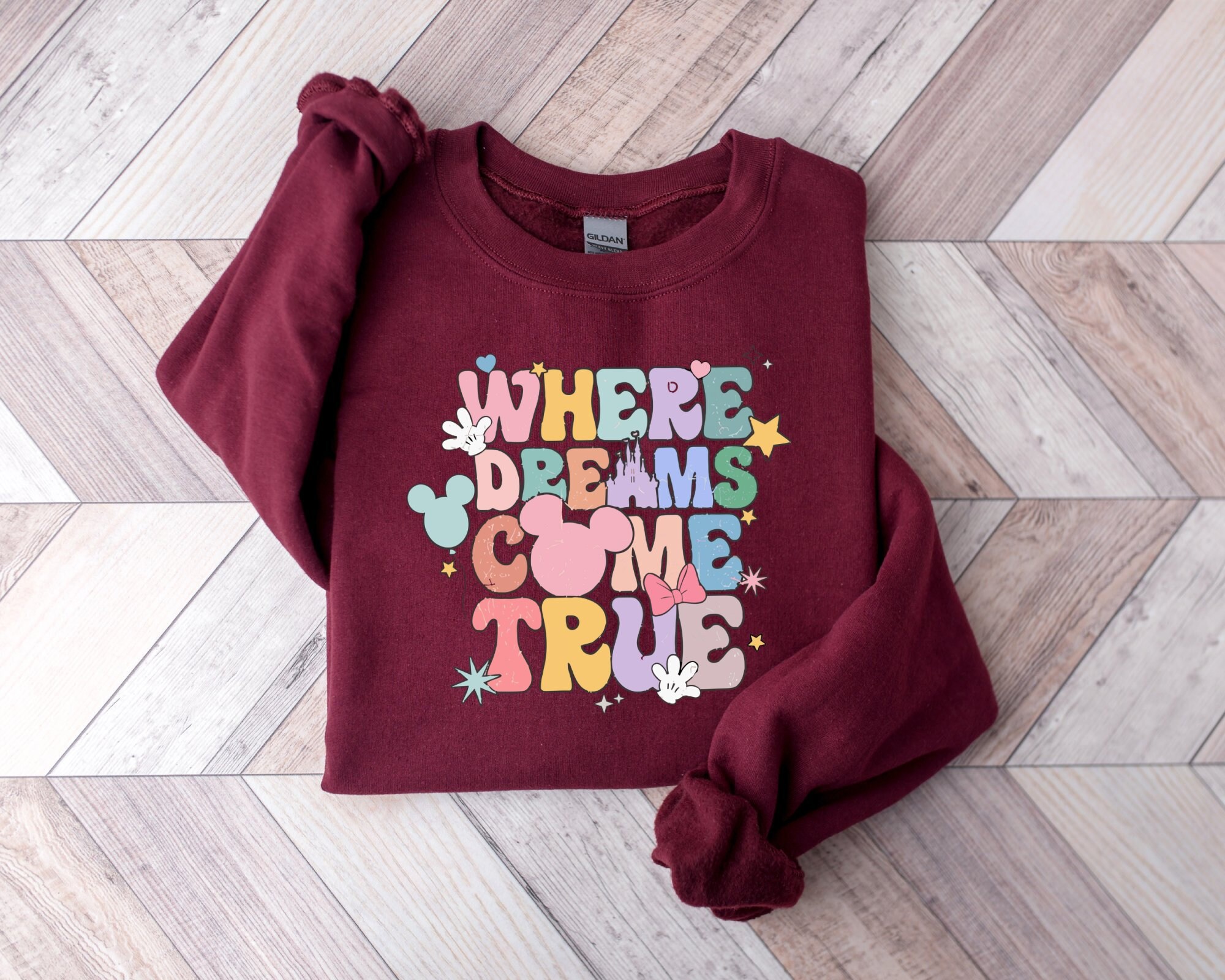 Where Dreams Come True Disney Sweatshirt, Disney Aesthetic Hoodie ...