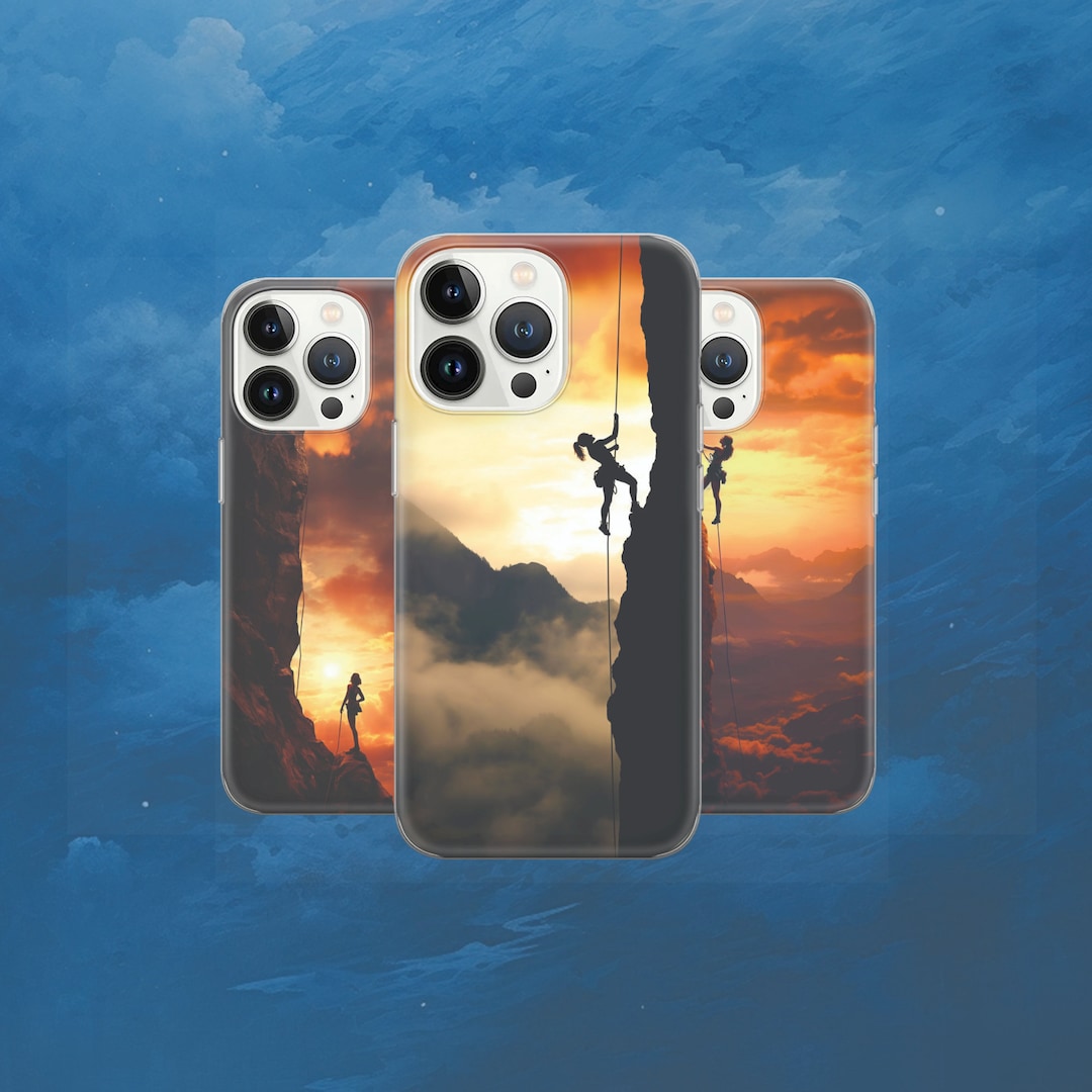 Woman Climber Sunset Phone Case Mountain Climbing Cover for iPhone 15 ...