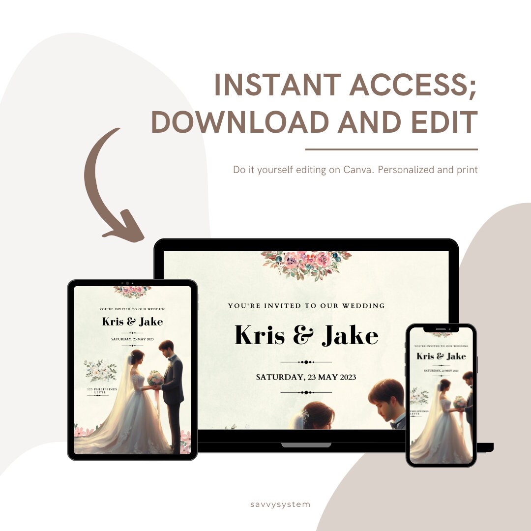 Simplle Wedding Invitation Template, Printable Wedding Invitation ...