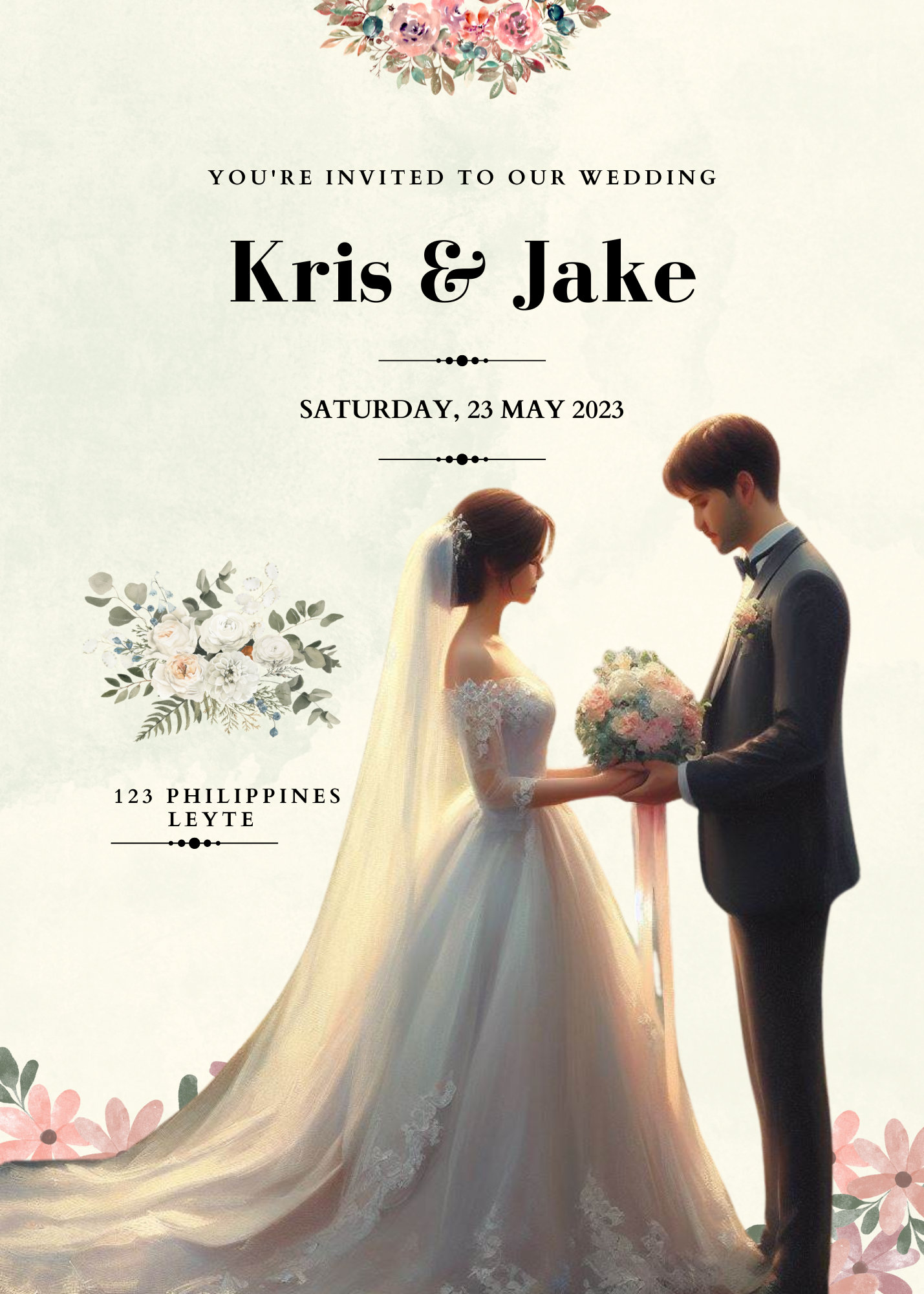 Simplle Wedding Invitation Template, Printable Wedding Invitation ...