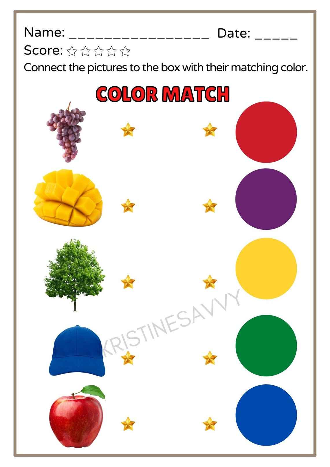 Color Match Worksheets for Kindergarten, Preschool, Kids, Colorful ...