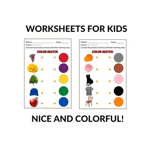Color Match Worksheets for Kindergarten, Preschool, Kids, Colorful ...