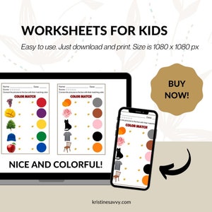 Color Match Worksheets for Kindergarten, Preschool, Kids, Colorful ...