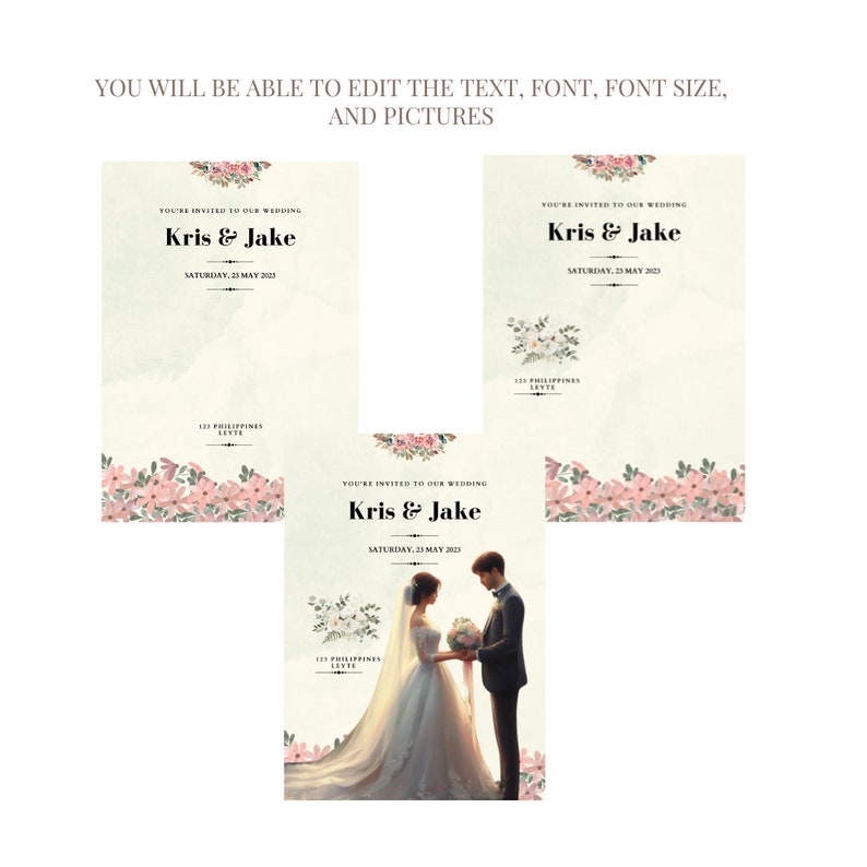 Simplle Wedding Invitation Template, Printable Wedding Invitation ...