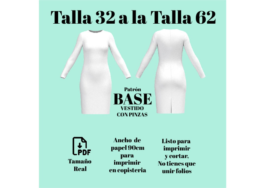Base Pattern Dress With Darts From Size 32 to Size 62 - Etsy