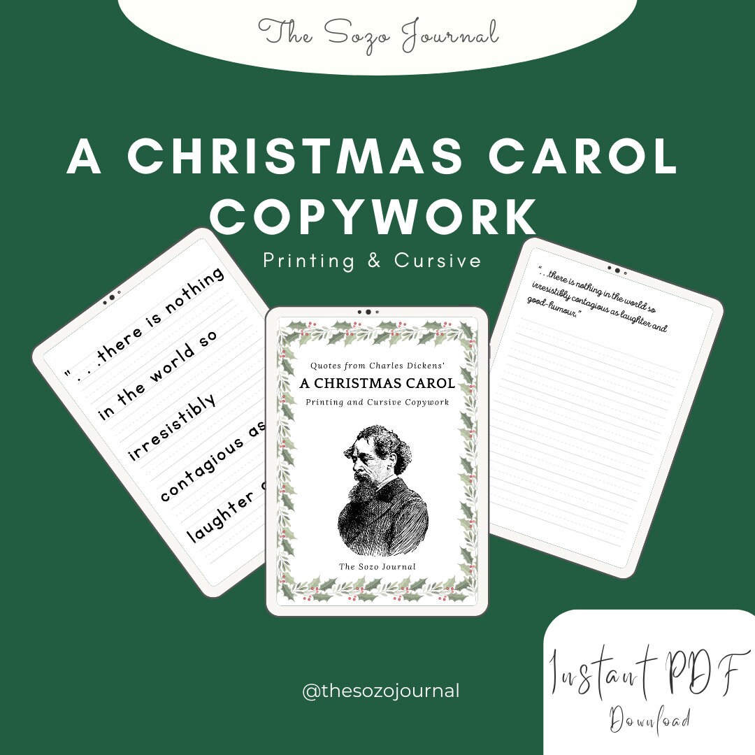 A Christmas Carol Copywork: Printing & Cursive - Etsy Canada
