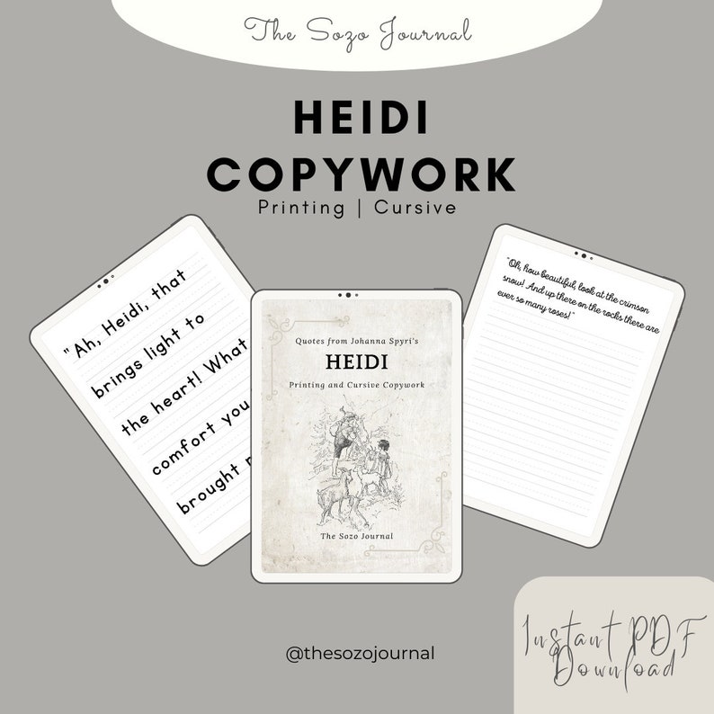 Heidi Printing and Cursive Copywork - Etsy Canada