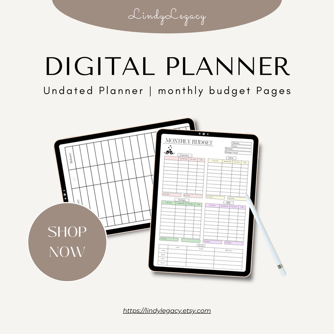 Instant Printable Undated Monthly Budget Planner Easy Financial ...