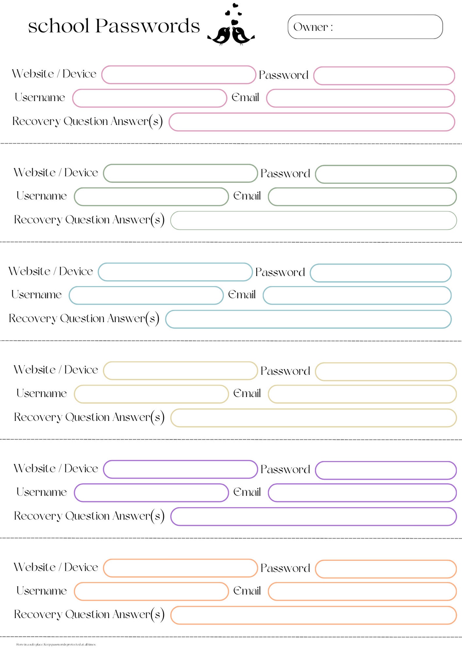 Organize Your Passwords With Style Instant Download Printable Password ...