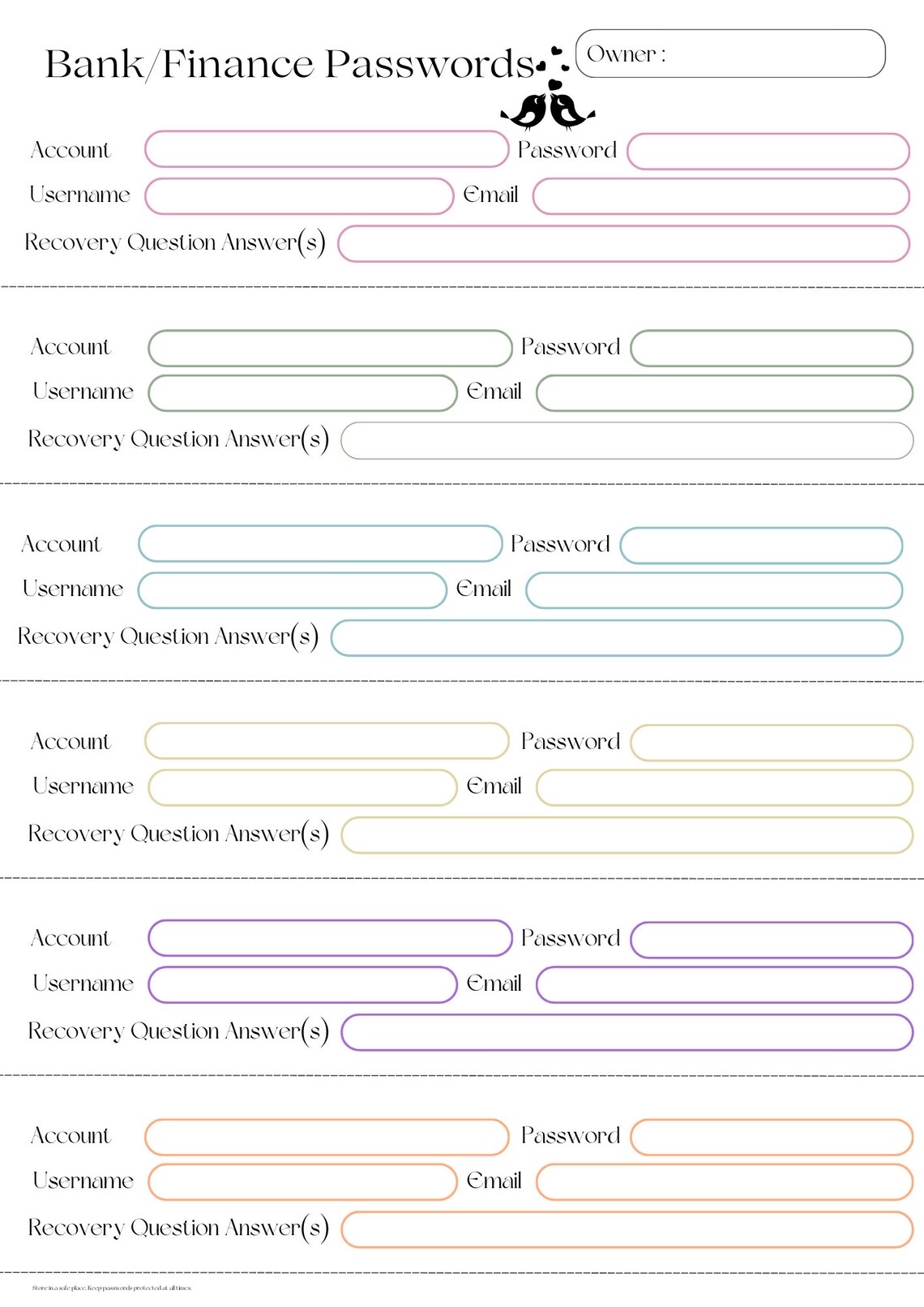 Organize Your Passwords With Style Instant Download Printable Password ...