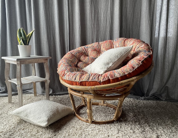 Papasan Cushion Jacquard and Other Fabrics Custom made Pillow Rattan Chair Cushion Tufted Cushion Etsy