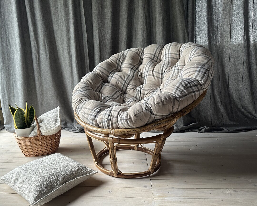 Round Checkered Papasan Pillow| Tailormade Pillow | Large Round Pillow ...