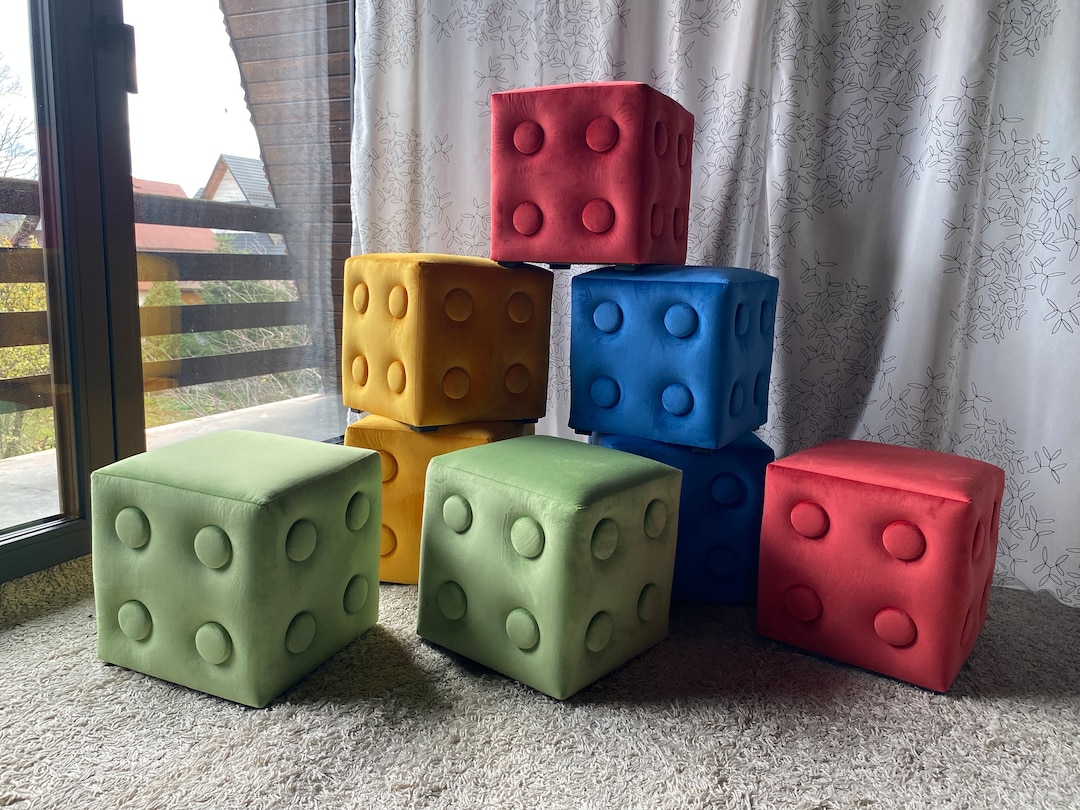 Pouffe for Kids | Velvet Lego Pouffe | Pouffe for a Children's Room ...