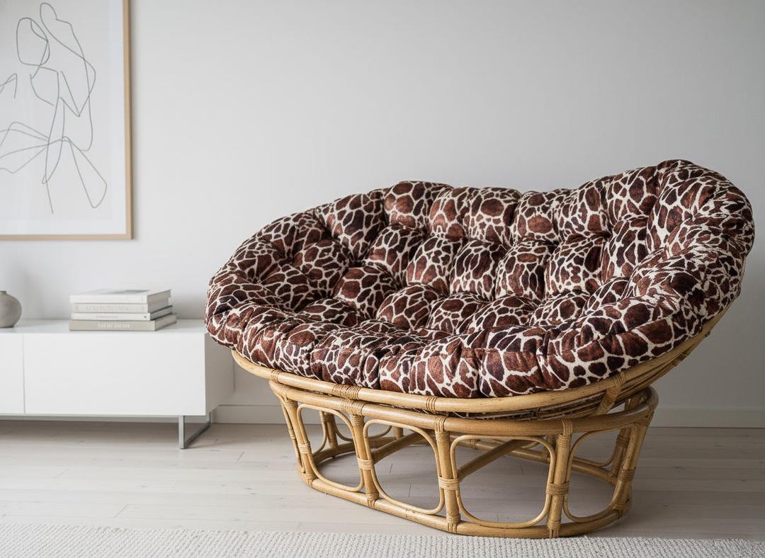 Double Papasan Cushion With Animal Print, Quilted Mamasan Chair Pad ...