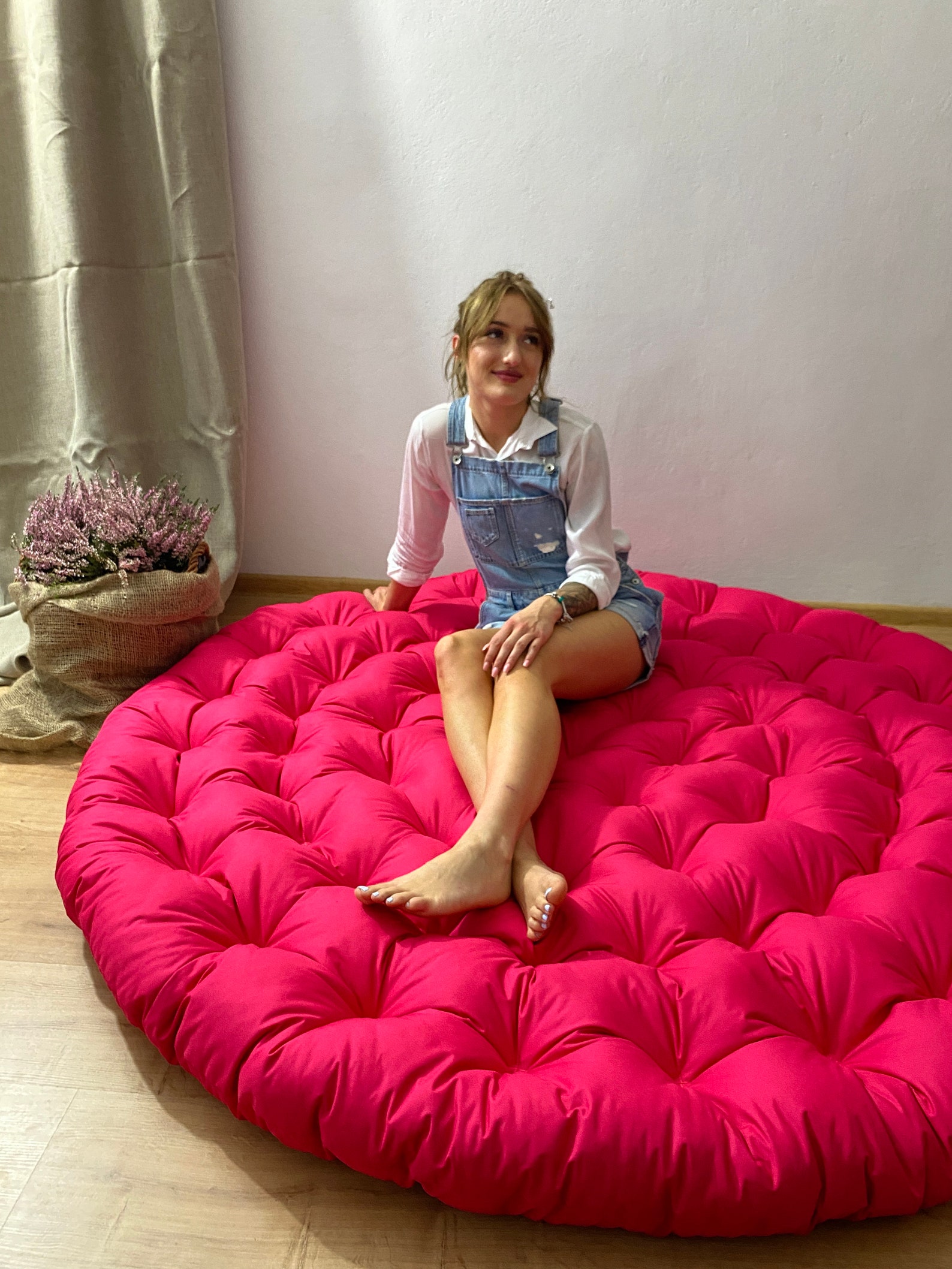 Large Floor Cushion Made of Waterproof Fabric | Round Pillow | Reading ...