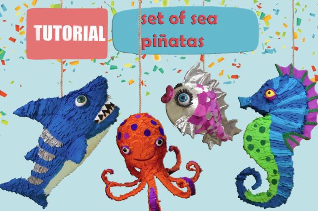 Set of Sea Piñatas 4 Pieces PDF DIY Tuturial Papier-mache - Etsy