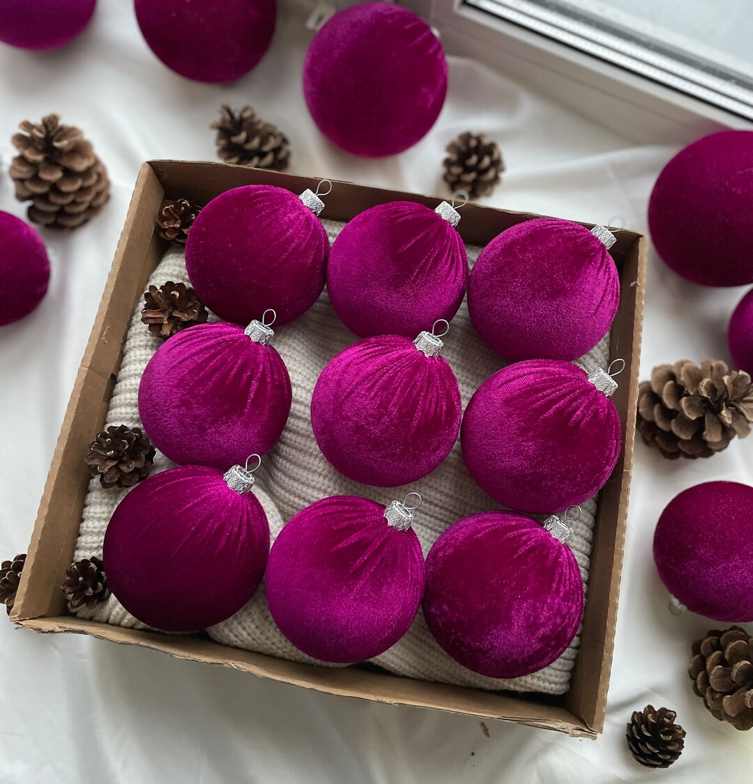 Christmas Ornaments Christmas Balls Tree BURGUNDY Ornaments Handmade ...