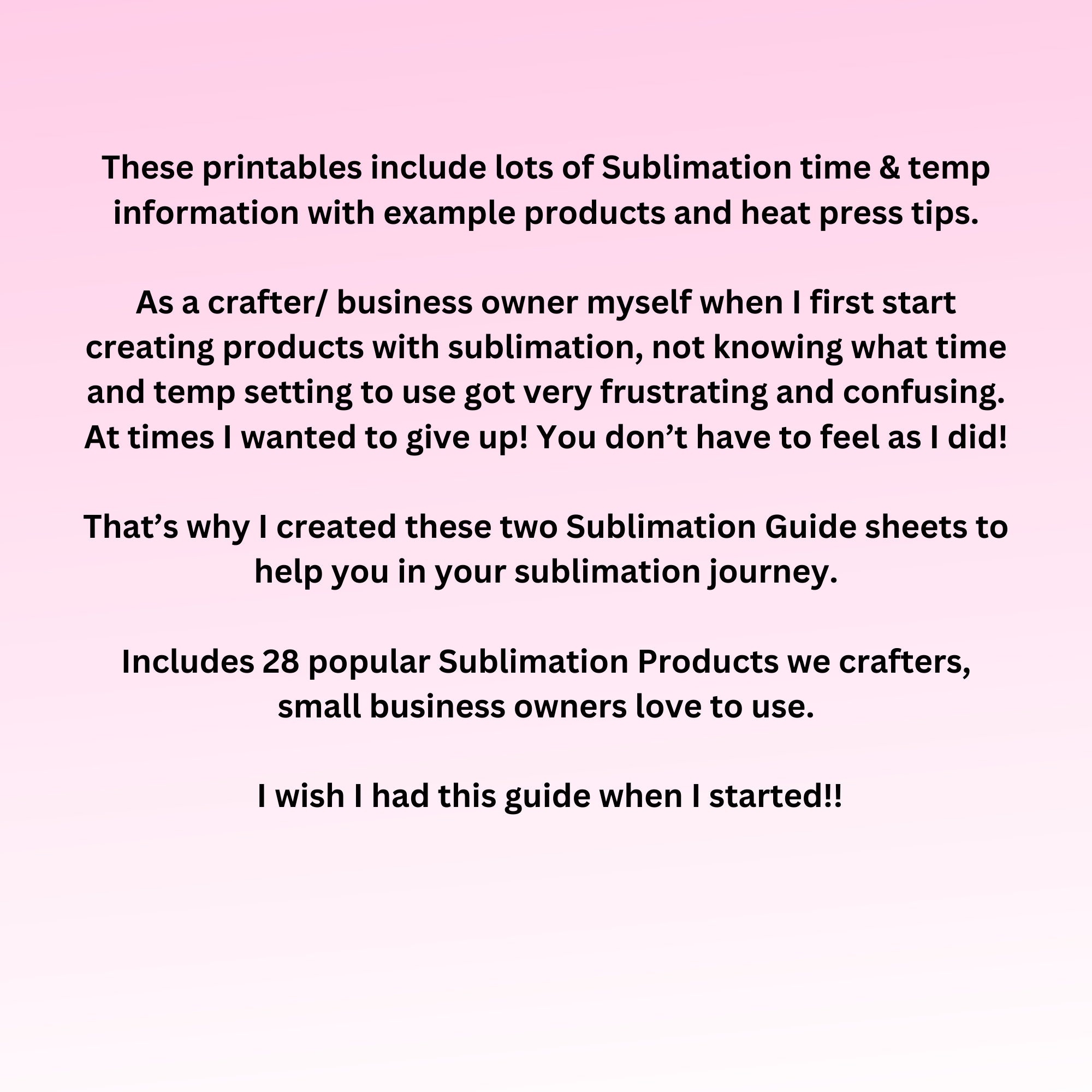 Sublimation Time and Temperature Guide, Digital Download, Instant ...