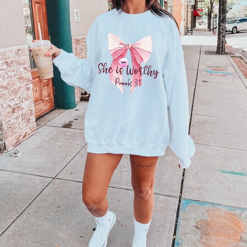 She is Worthy PNG, Proverbs 31 PNG, Coquette Bow, - Etsy