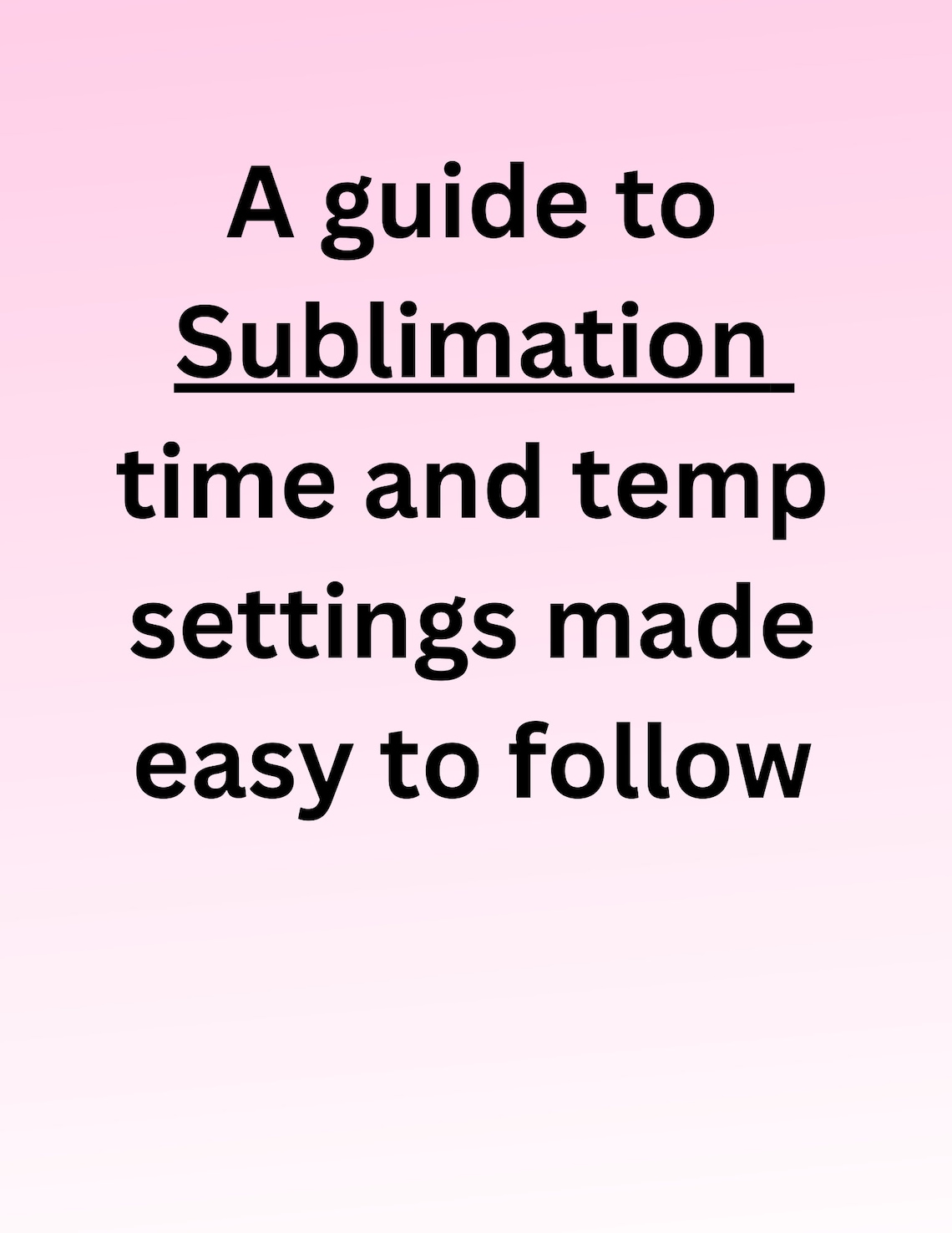 Sublimation Time and Temperature Guide, Digital Download, Instant ...