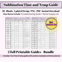 7 Pages Sublimation Time and Temperature Guide, Sublimation Time ...