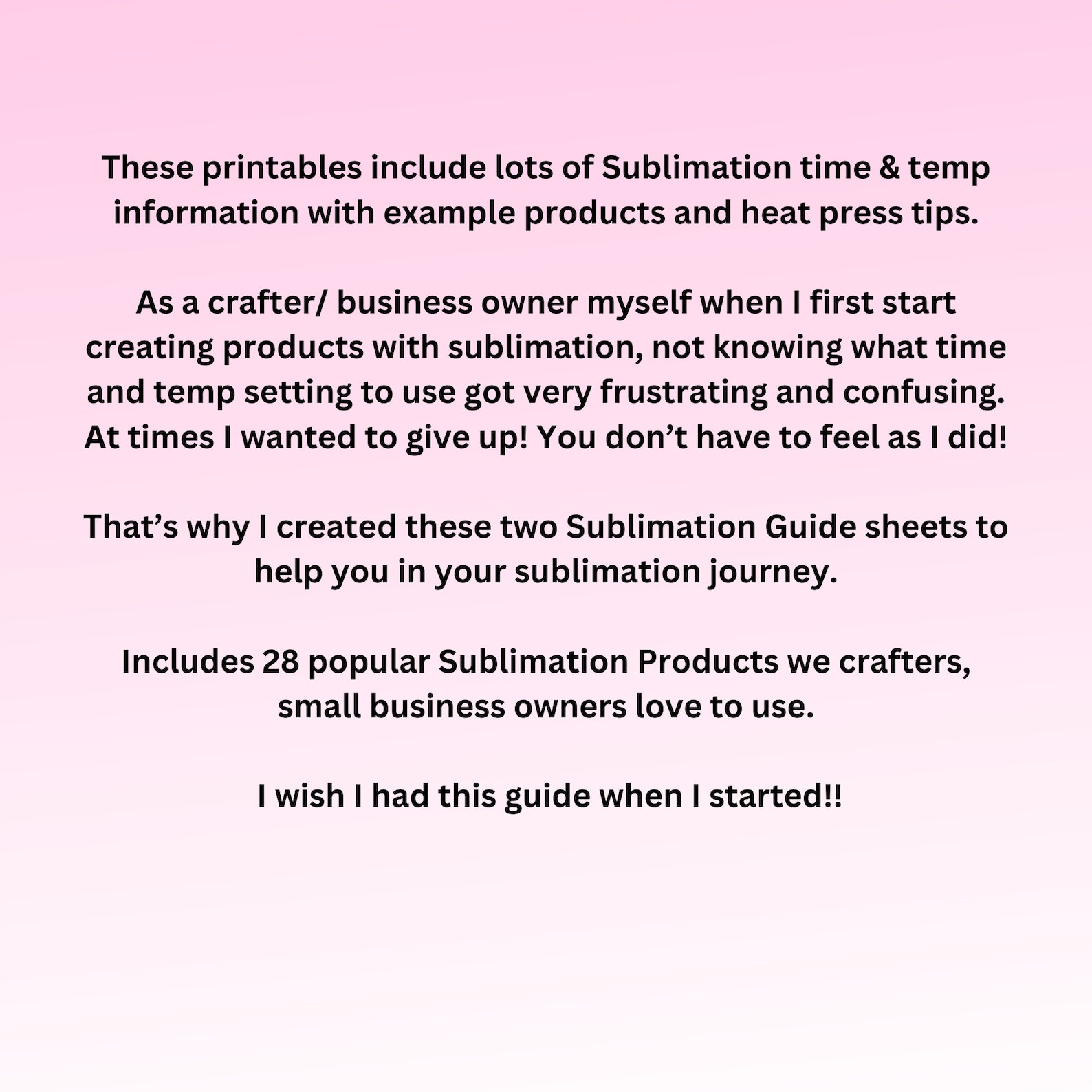 Sublimation Time and Temperature Guide, Digital Download, Instant ...