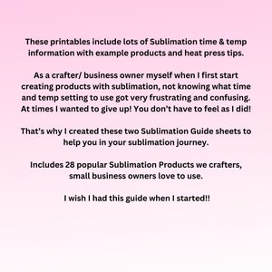 Sublimation Time and Temperature Guide, Digital Download, Instant ...