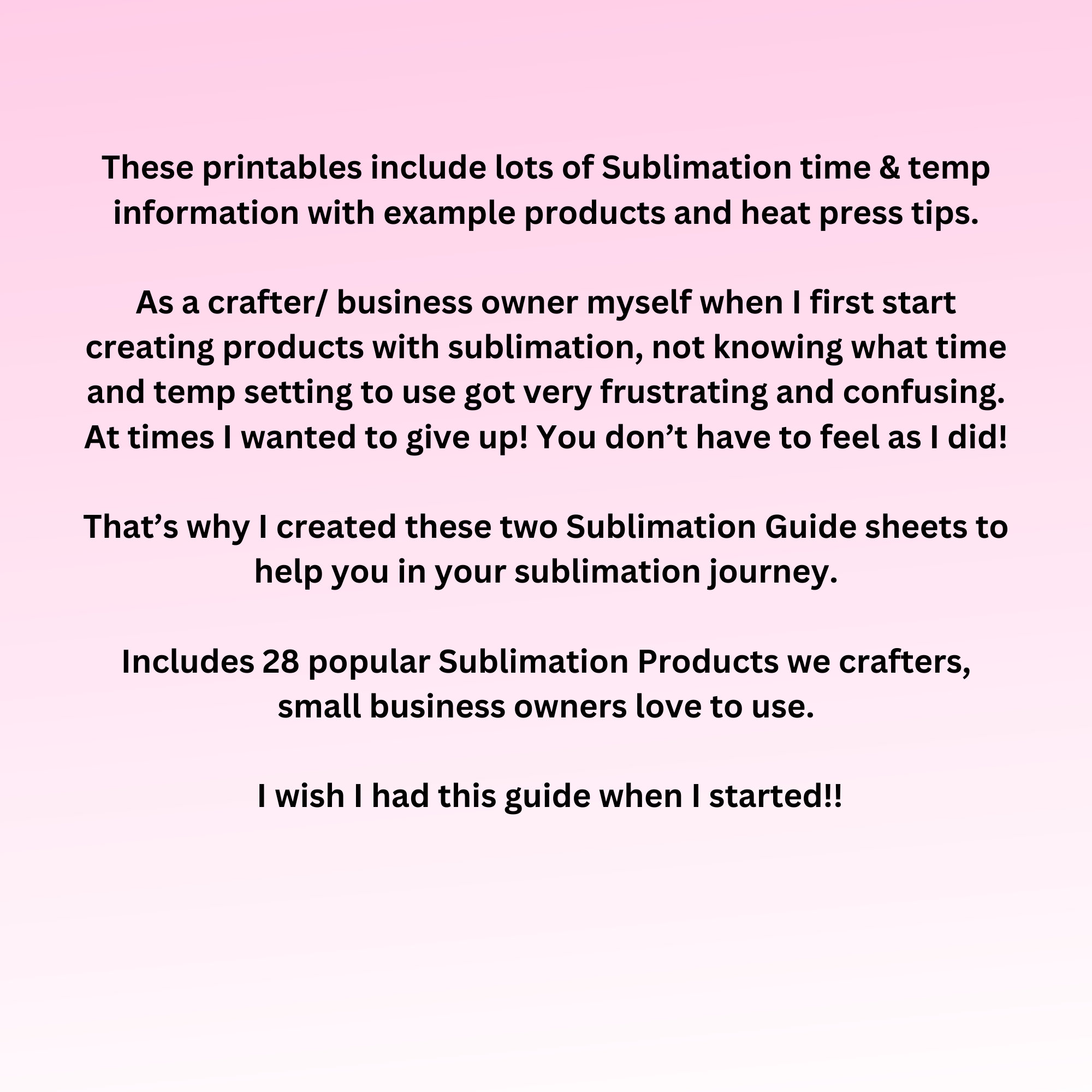 Sublimation Time and Temperature Guide, Digital Download, Instant ...