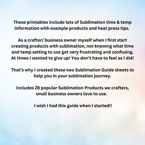 Sublimation Time and Temperature Guide, Digital Download, Instant ...