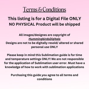 Sublimation Time and Temperature Guide, Digital Download, Instant ...