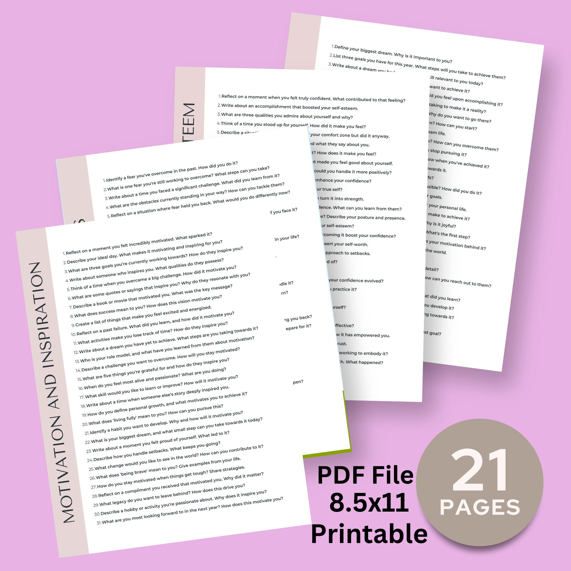 365 Journal Prompts for Daily Self-discovery, Printable, Digital ...