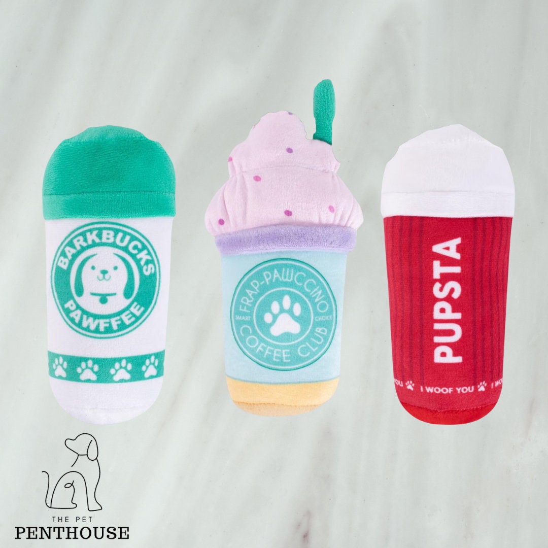 Squeaky Coffee Plush Dog Toy - Etsy