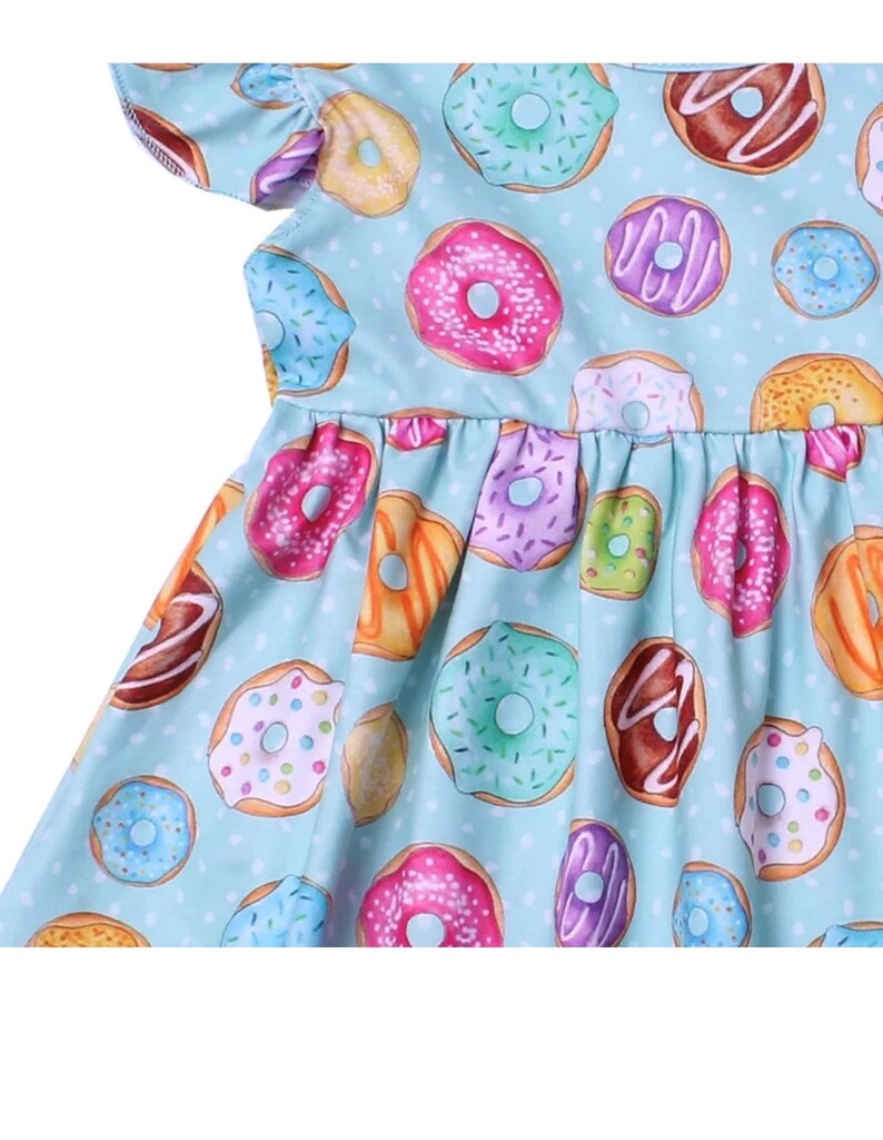 Little Girls Flutter Sleeve Twirl Character Dress - Blue Donut Dress - Etsy