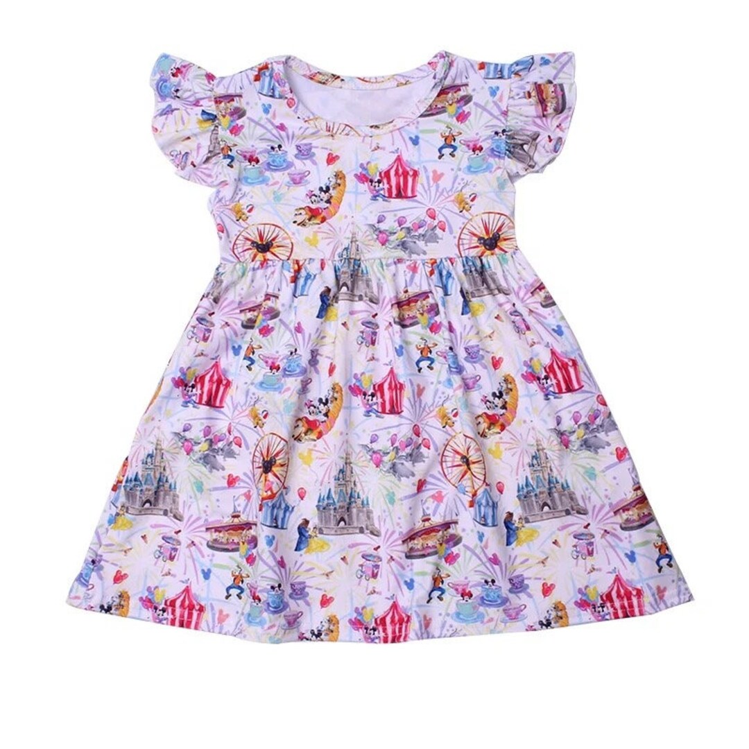 Little Girls Flutter Sleeve Twirl Character Dress – Disney Design - Etsy