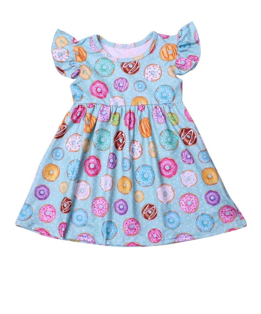 Little Girls Flutter Sleeve Twirl Character Dress - Blue Donut Dress - Etsy