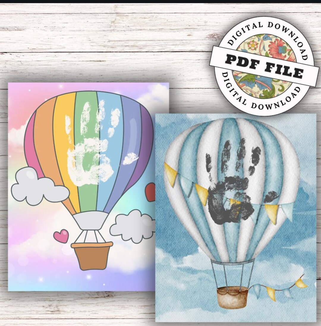 Hot Air Balloon Handprint Art Printable | Baby Footprint Keepsake ...
