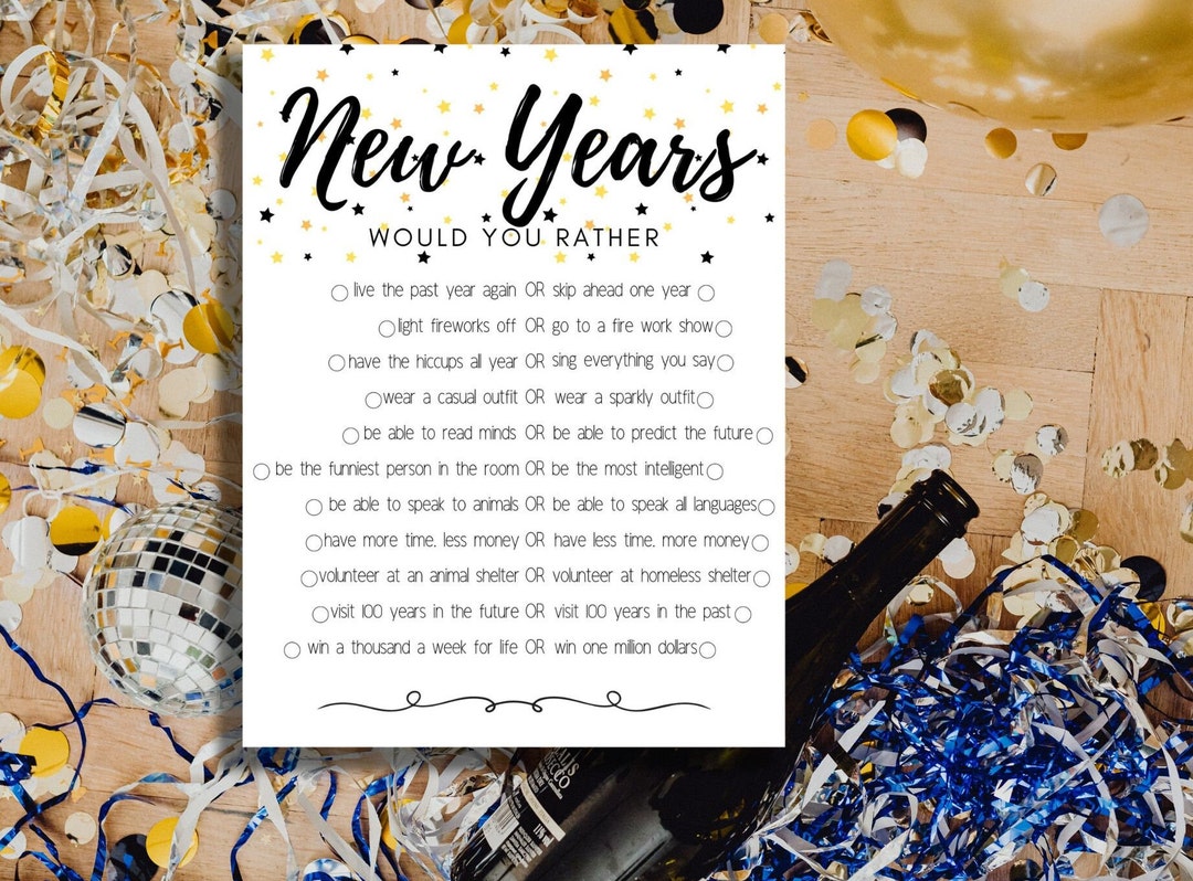 New Years Eve Would You Rather Game | Digital | Instant Download ...