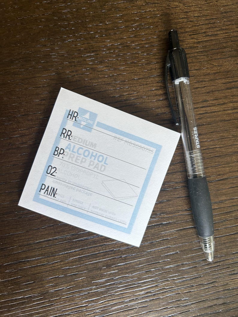 Nurse Vitals Sticky Notes: Alcohol Prep Pad Parody - Funny Nursing Gift ...
