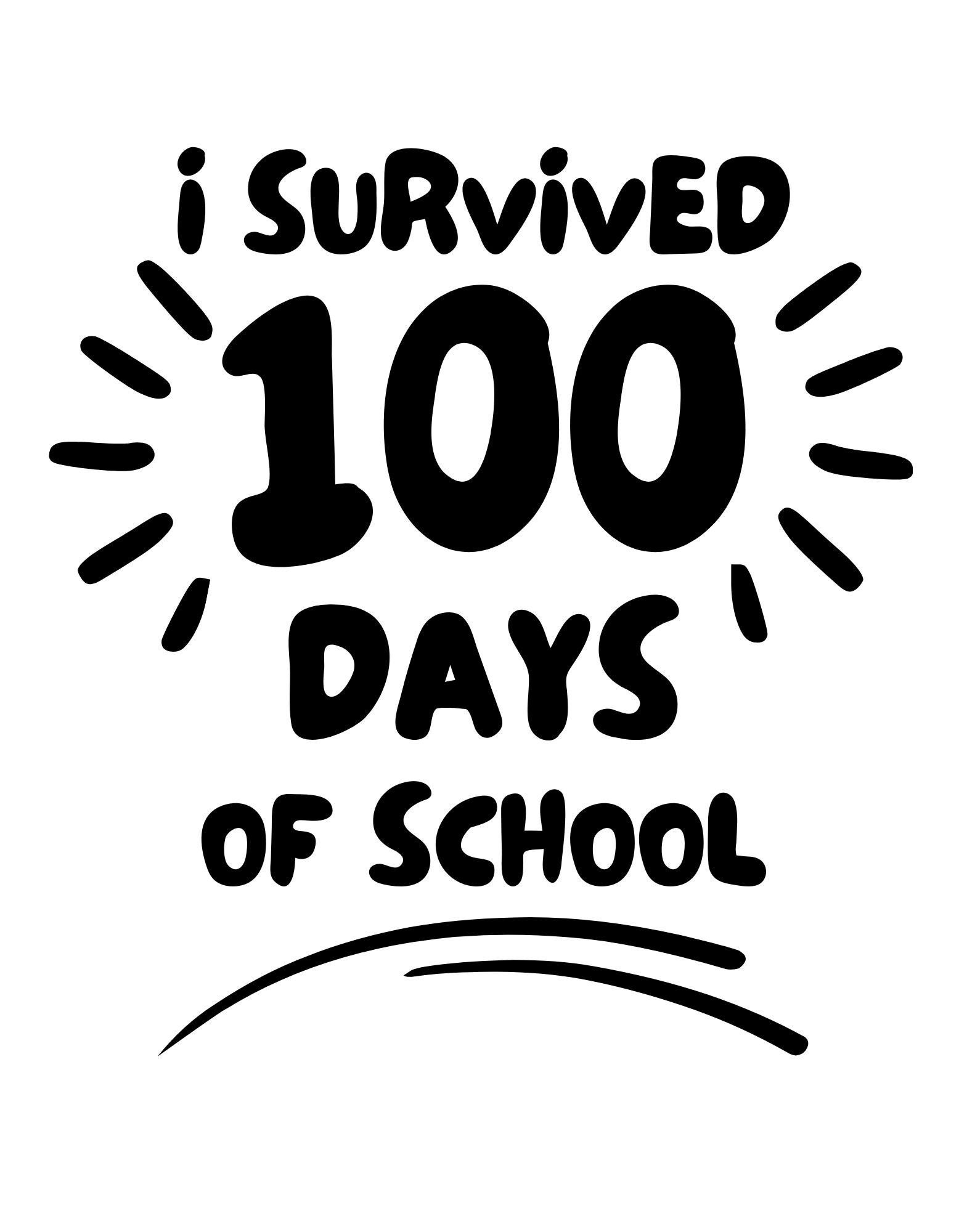 I Survived 100 Days Of School Funny School Shirt Design Svg Instant