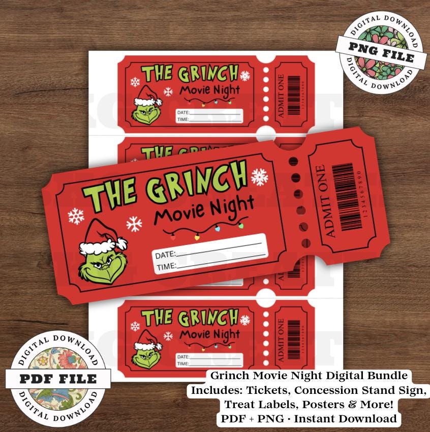 Gr Inch Movie Night Bundle • Christmas Movie Tickets • Concession Stand ...