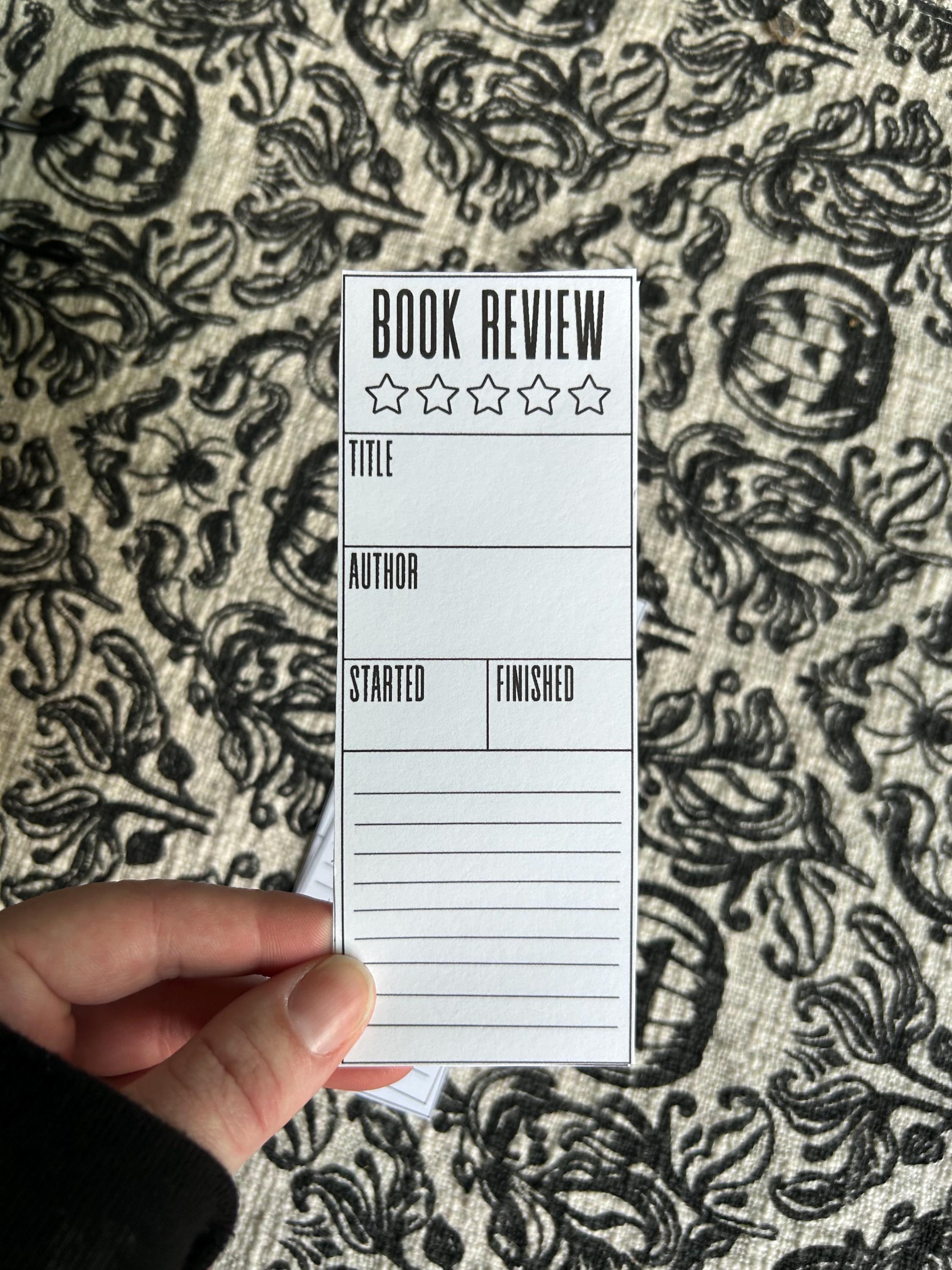 Book Review Bookmark Printable PDF PNG | Reading Tracker Bookmark ...